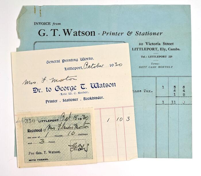 Littleport Society CollectiveAccess : Invoice : Invoices from G T ...
